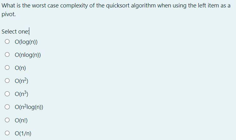 Solved For sorting random data with quicksort, which is the | Chegg.com