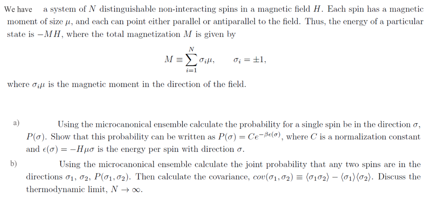 Solved We have a system of N distinguishable non-interacting | Chegg.com