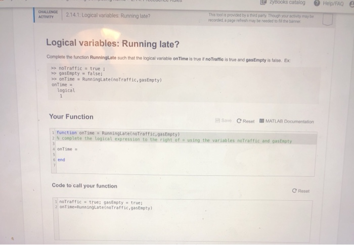 (Solved) : E Zybooks Catalog Hep Faq E 2 2 Challenge 2141 Logical Variables Running Late Tool ...