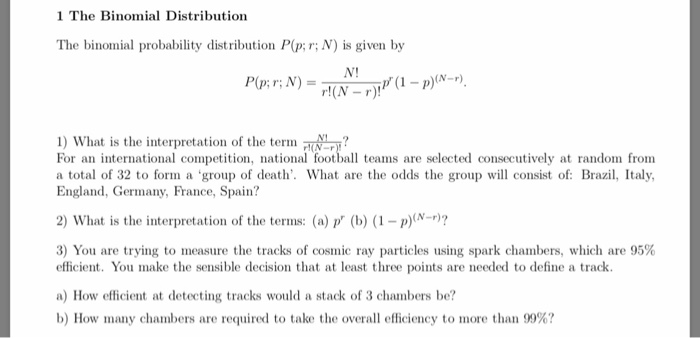 Solved 1 The Binomial Distribution The binomial probability | Chegg.com