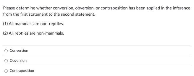 Solved Please determine whether conversion, obversion, or | Chegg.com