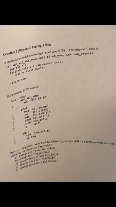 Solved Question 3 130 points;: Finding A Bug following C | Chegg.com