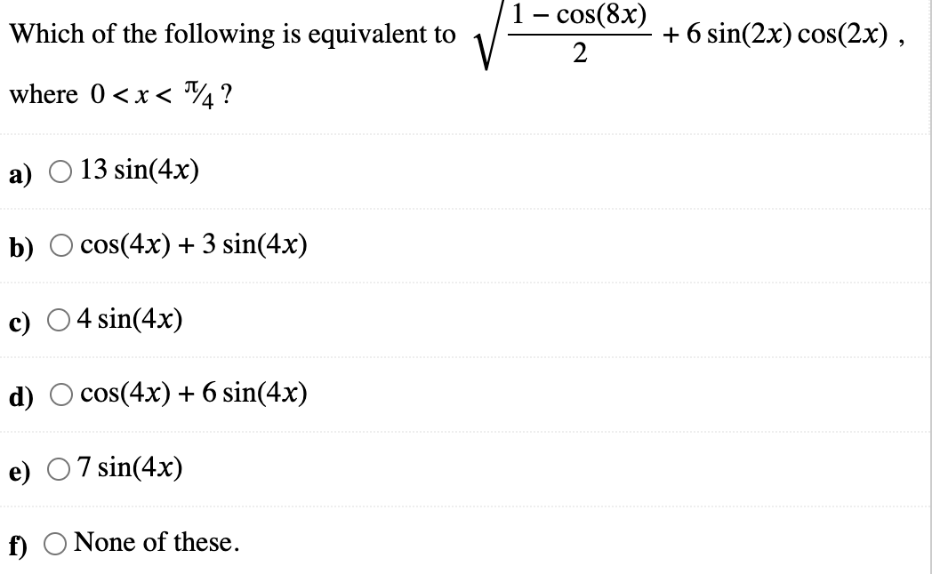 Solved Which of the following is equivalent to | Chegg.com