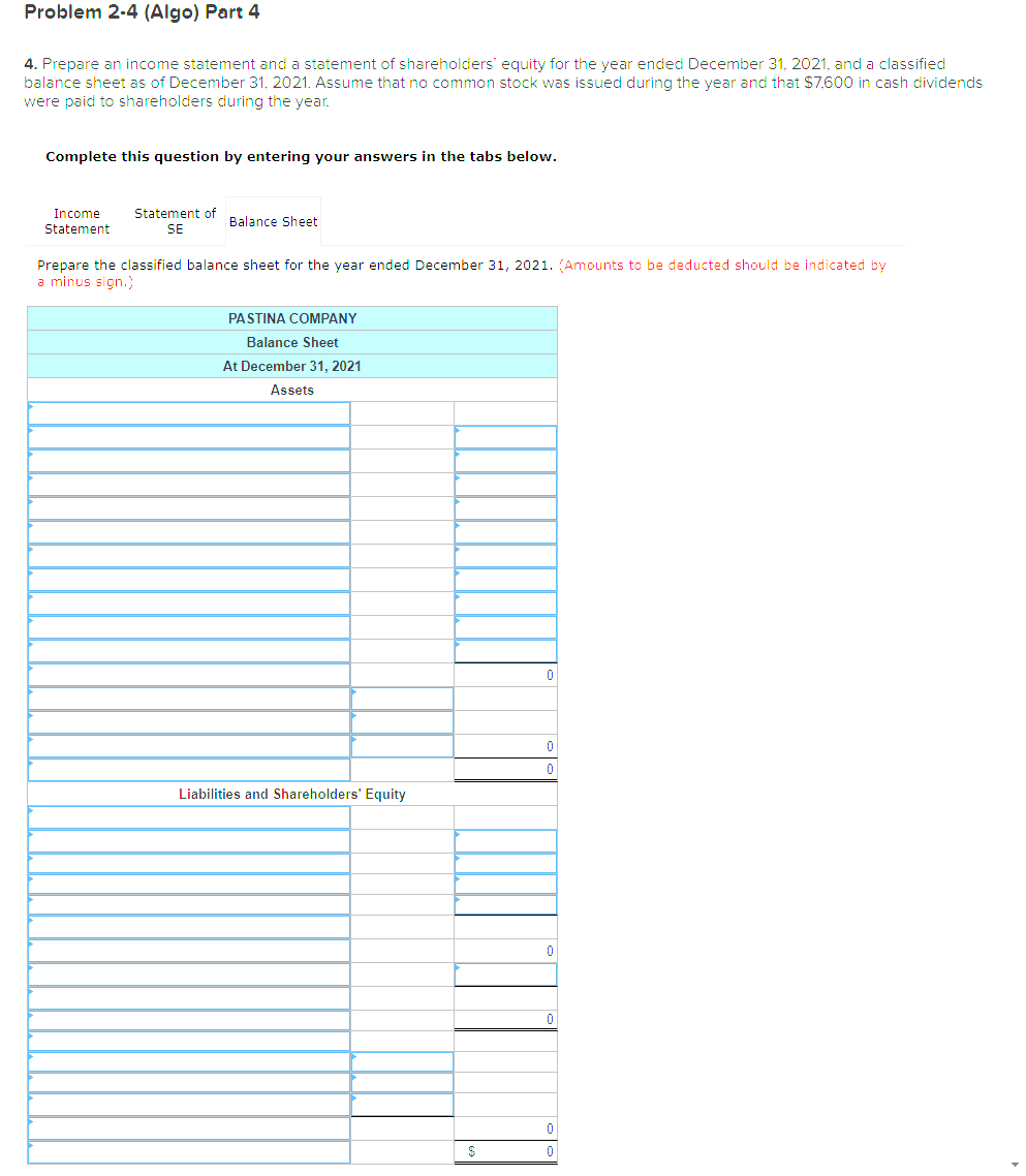 Solved Required information Problem 2-4 (Algo) Accounting | Chegg.com