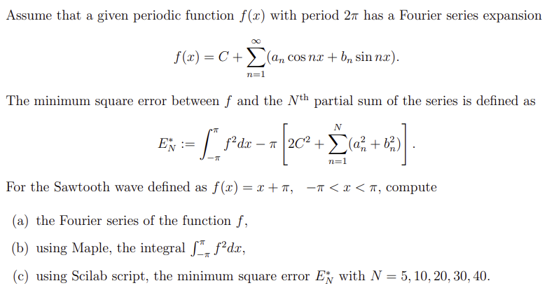Solved Assume that a given periodic function \\( f(x) \\) | Chegg.com