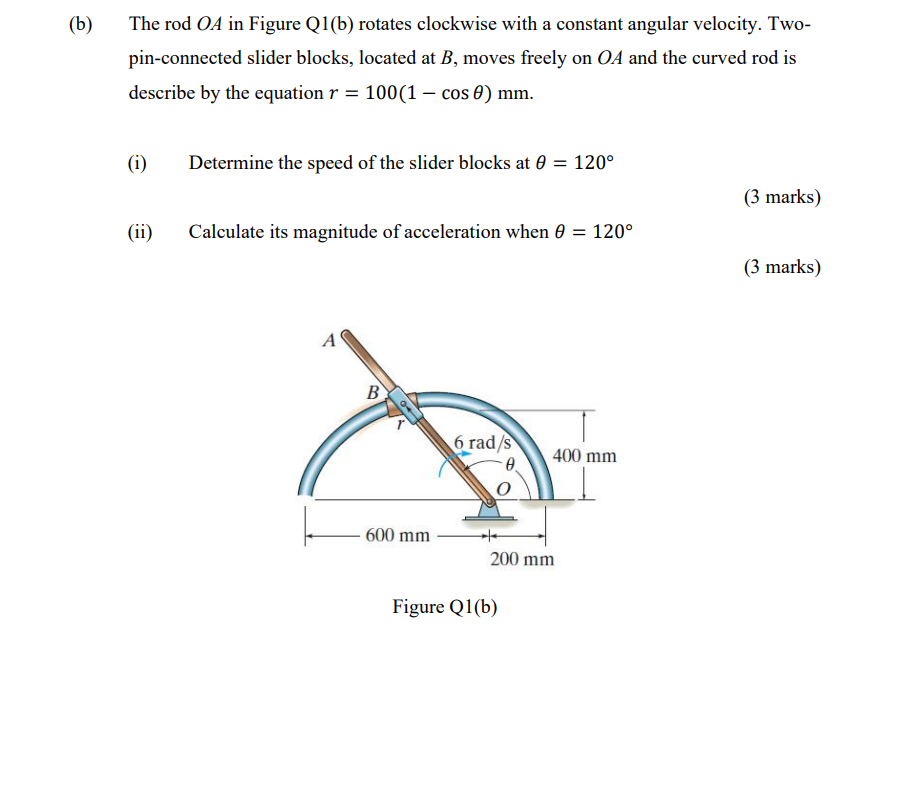 Solved Engineering Dynamics The rod OA in Figure Q1(b) | Chegg.com
