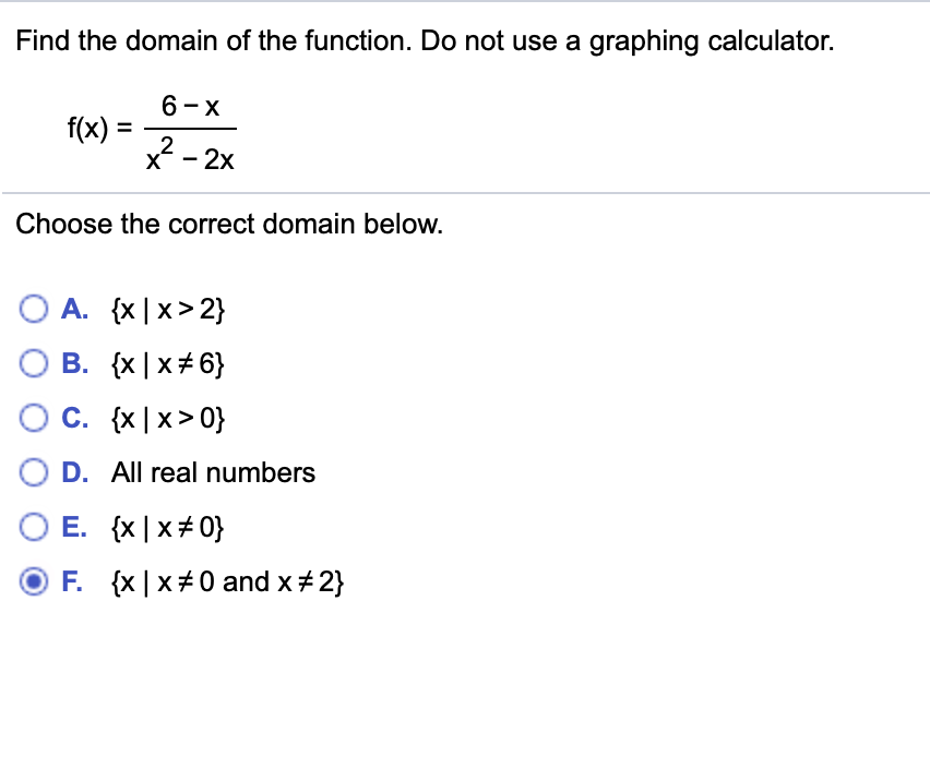 Solved Find The Domain Of The Function Do Not Use A