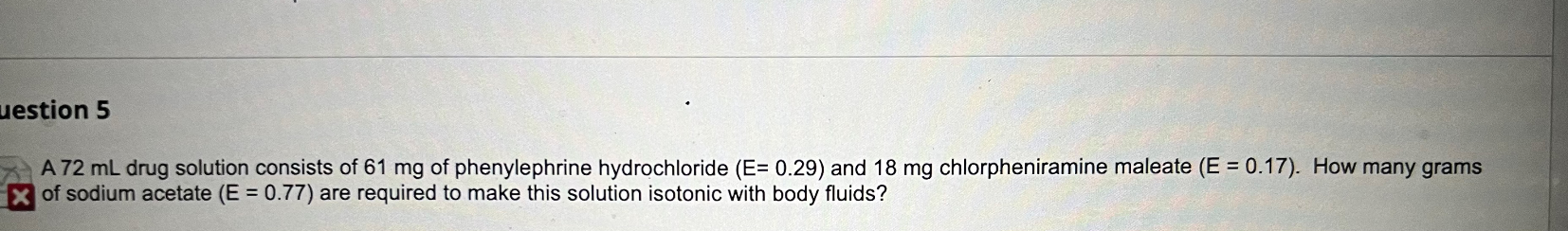 Solved A 72 mL drug solution consists of 61mg of | Chegg.com