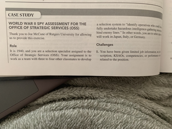 Solved CASE STUDY WORLD WAR II SPY ASSESSMENT FOR THE a | Chegg.com
