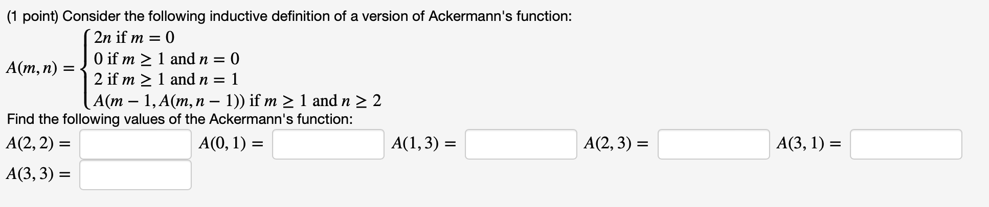 Solved (1 point) Consider the following inductive definition | Chegg.com