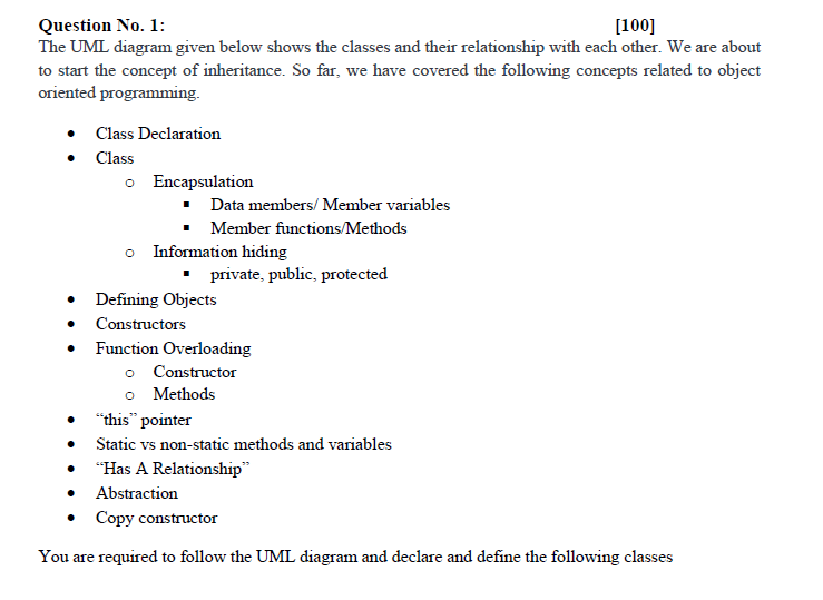 [100] Question No. 1: The UML diagram given below | Chegg.com