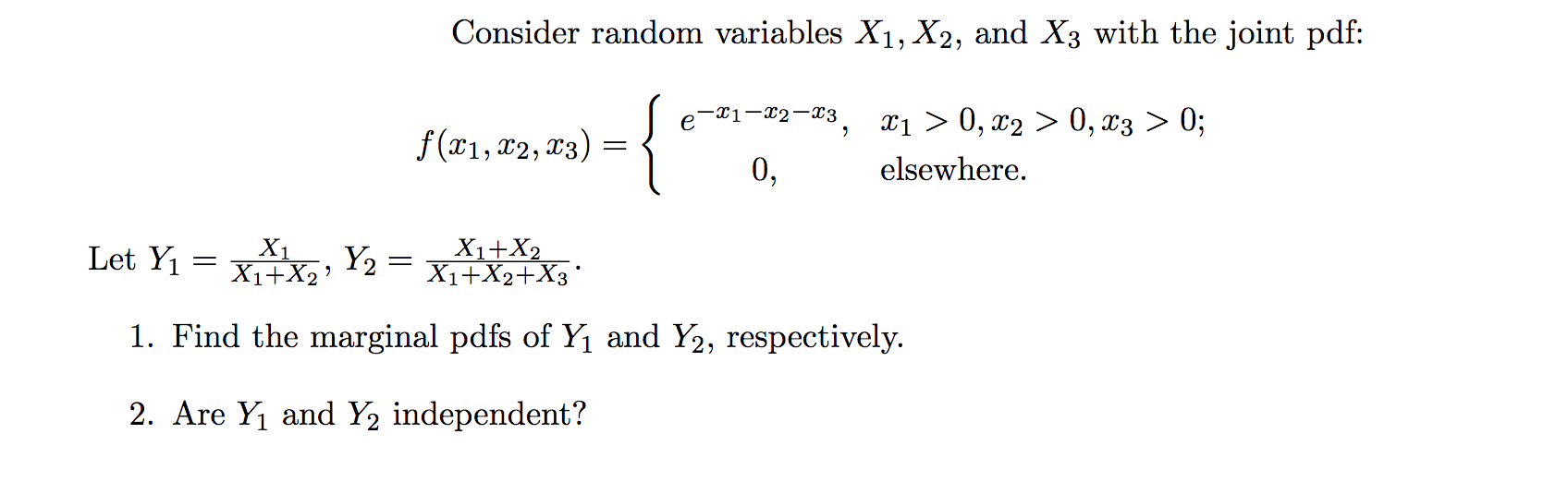 Solved Consider random variables X1, X2, and X3 with the | Chegg.com