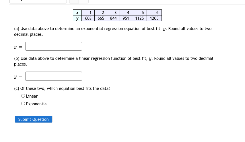 Solved (a) ﻿Use data above to determine an exponential | Chegg.com