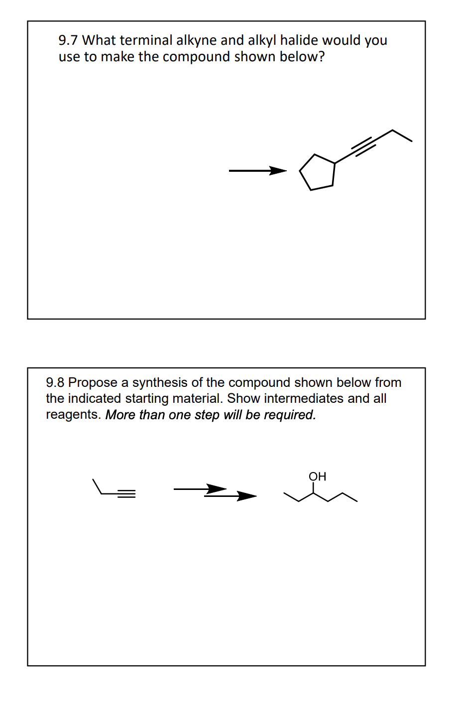 Solved 9.7 What terminal alkyne and alkyl halide would you | Chegg.com