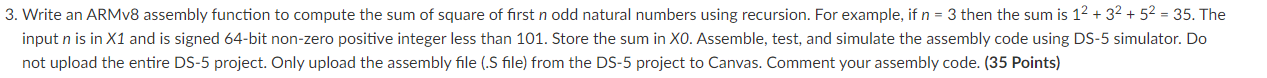 Solved Write an ARMv8 assembly function to compute the sum | Chegg.com