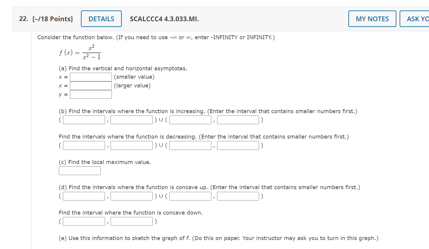 Solved sider the function below. (If you need to use −∞ or | Chegg.com