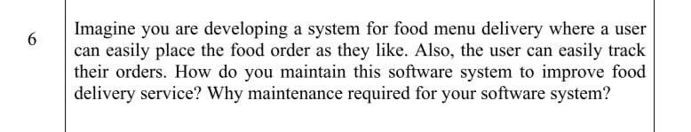 Solved 6 Imagine you are developing a system for food menu | Chegg.com