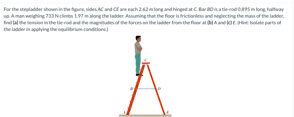 Solved For the stepladder shown in the figure, sides AC ﻿and | Chegg.com