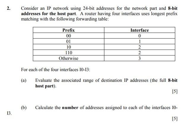 Solved 2. Consider an IP network using 24-bit addresses for | Chegg.com