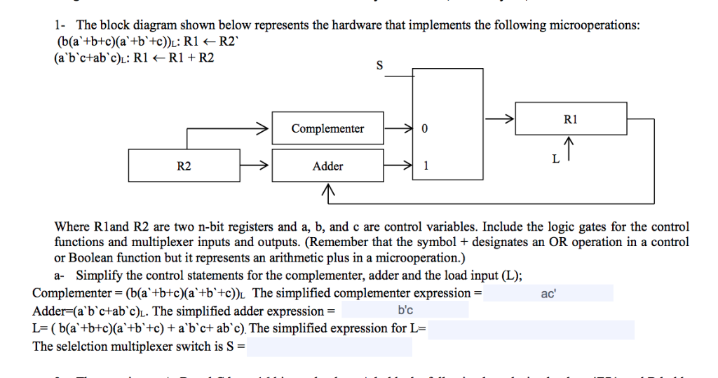Solved 1- The block diagram shown below represents the | Chegg.com