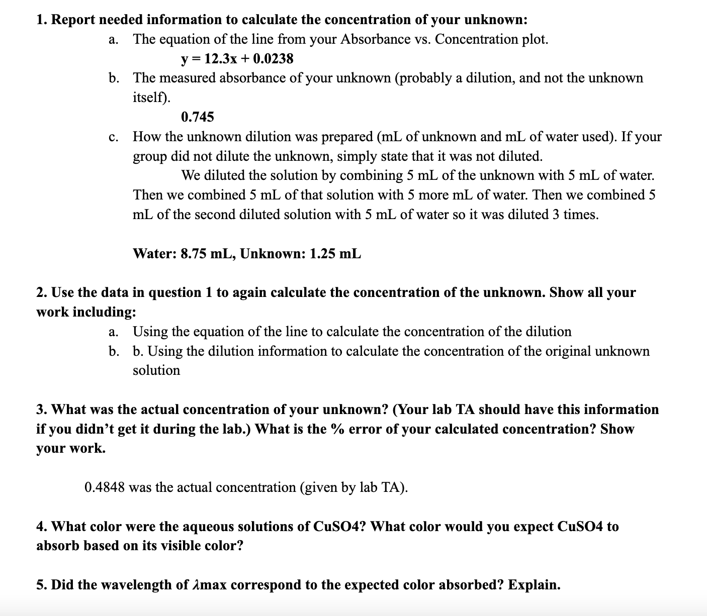Solved Can I get help on this spectroscopy lab? I'm stuck on | Chegg.com