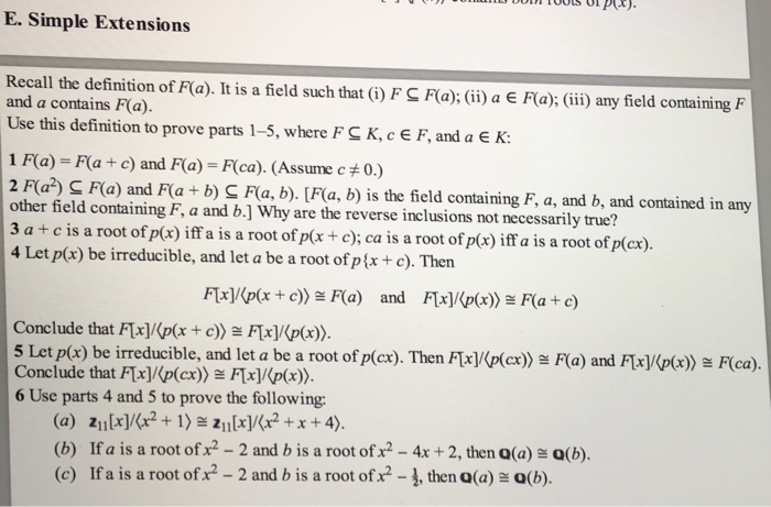 Solved n 10OLS OLD). E. Simple Extensions Recall the | Chegg.com