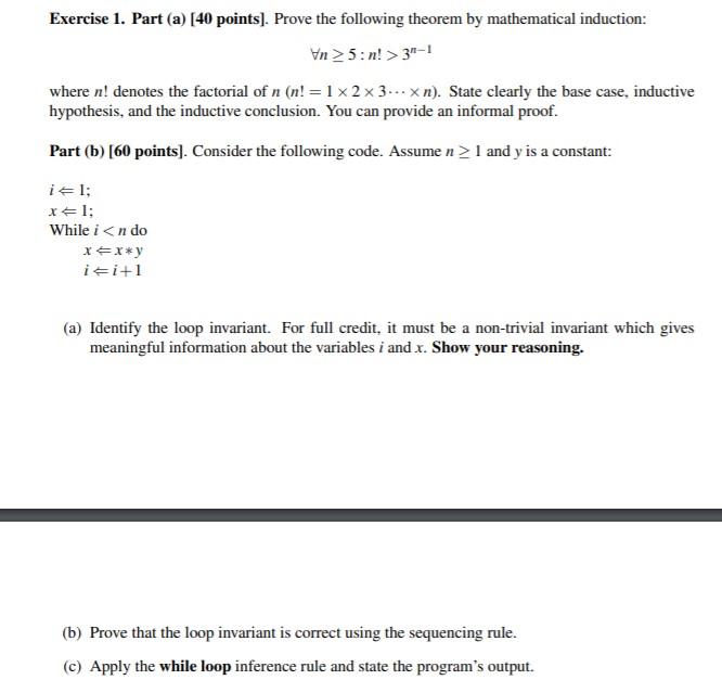 Solved Exercise 1. Part (a) [40 points). Prove the following | Chegg.com