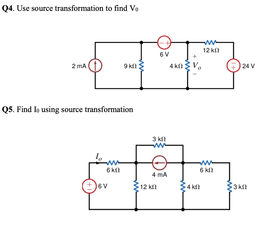Solved Q4. Use source transformation to find Vo 6V 12 ΚΩ + | Chegg.com