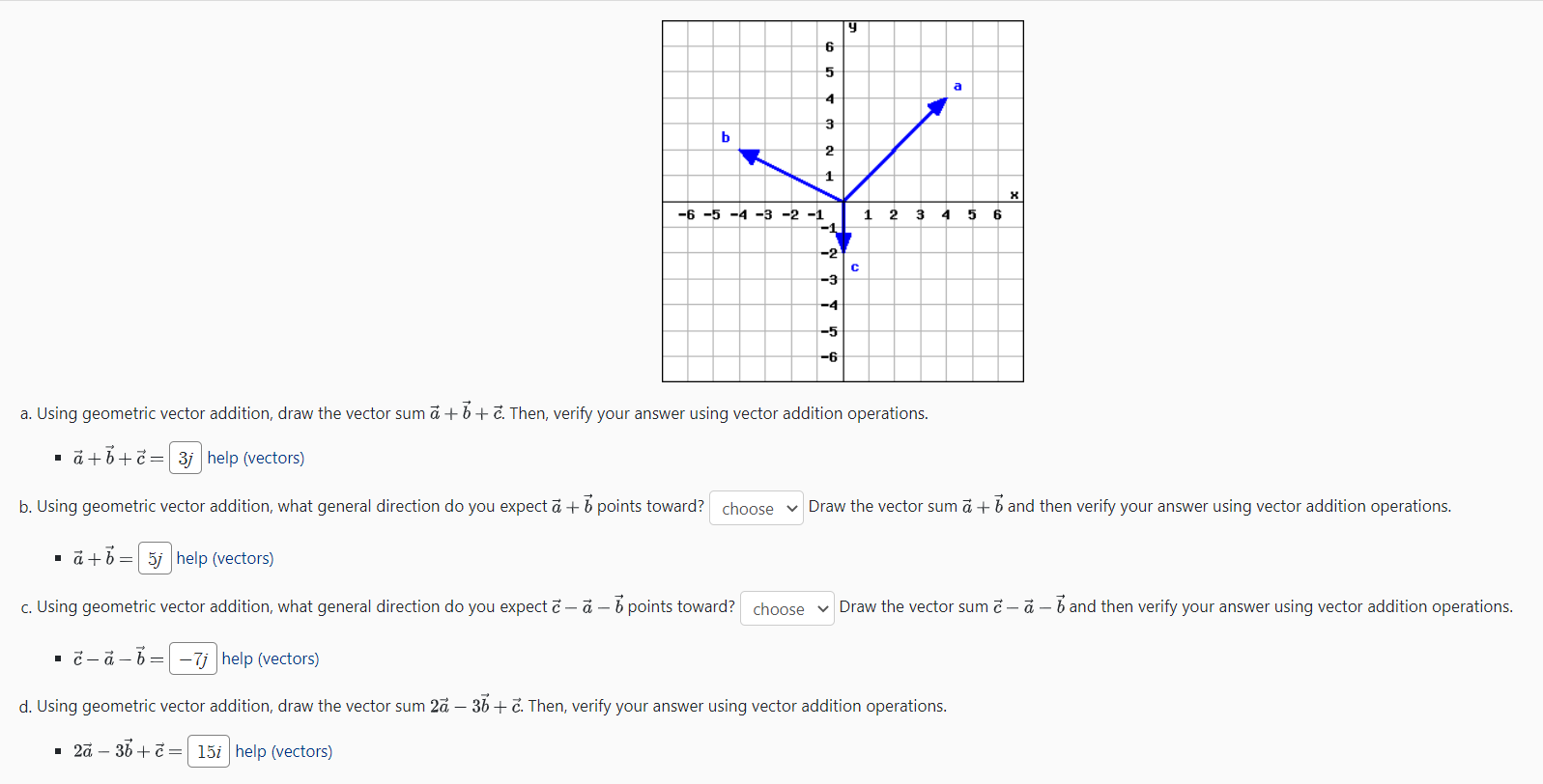 Solved a. Using geometric vector addition, draw the vector | Chegg.com