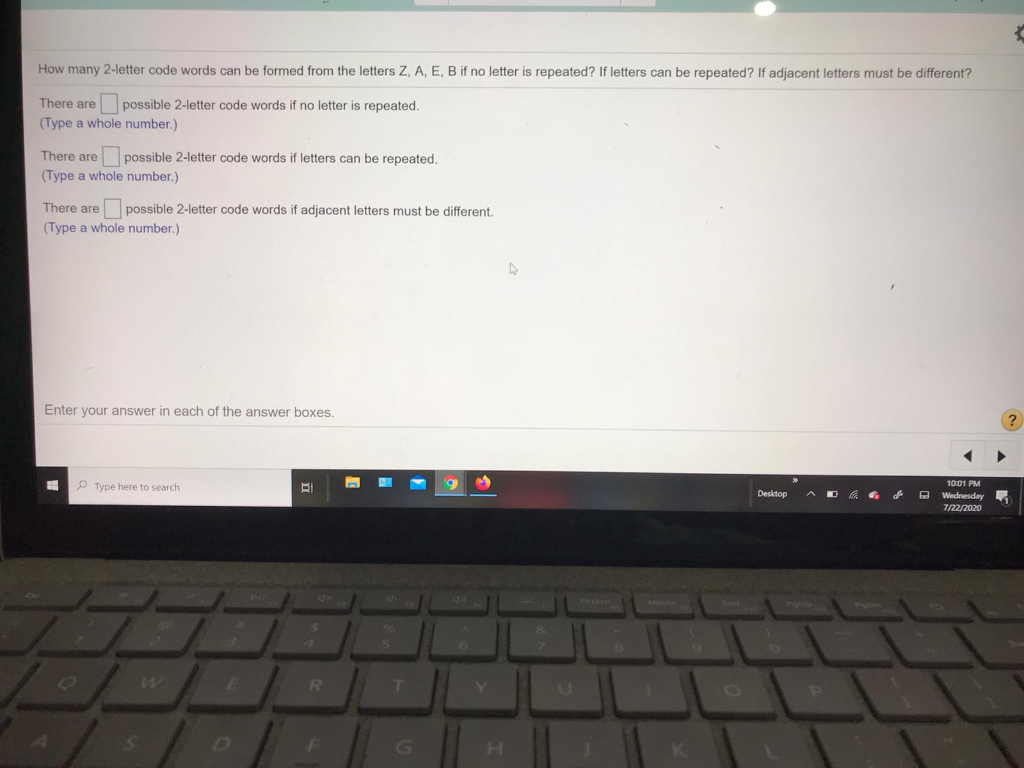 Solved How many 2-letter code words can be formed from the | Chegg.com