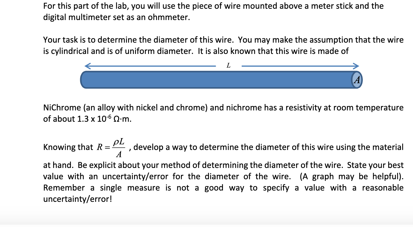 Solved Determine a valid way of finding the wire’s diameter | Chegg.com