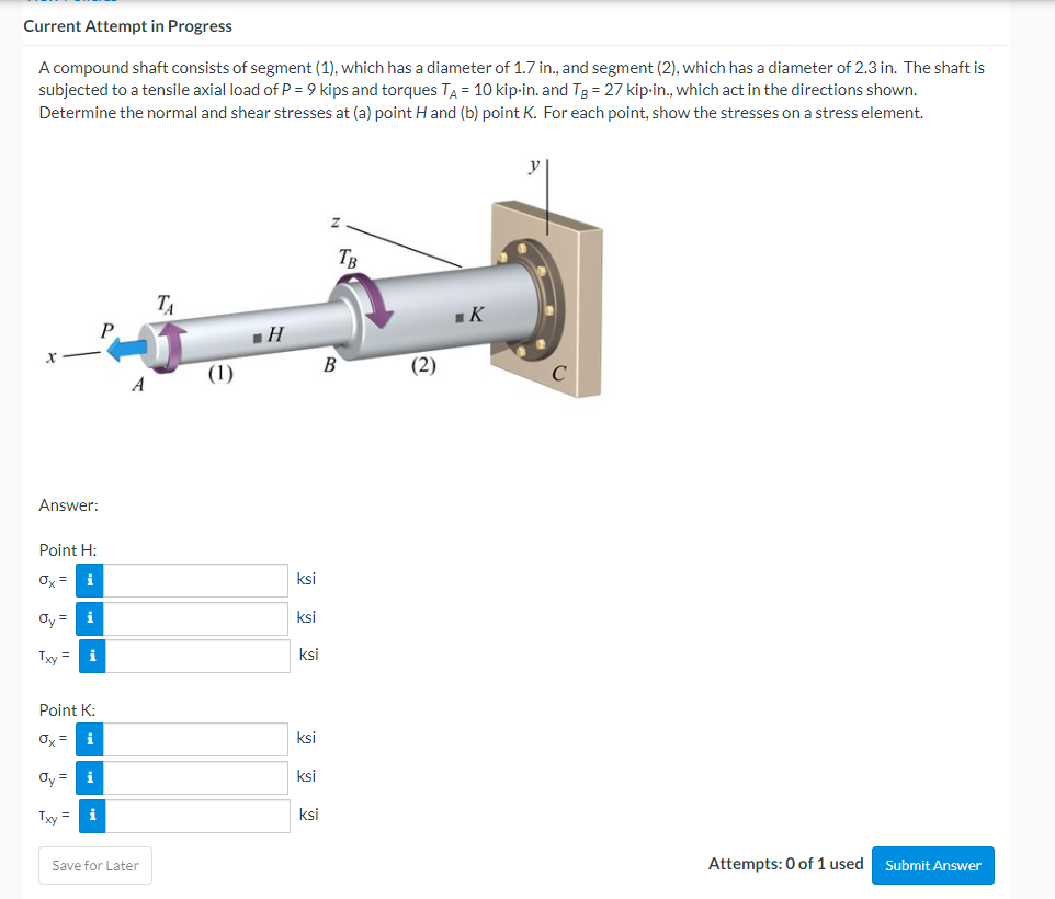 Solved A compound shaft consists of segment (1), which has a | Chegg.com