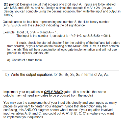 Solved (25 points) Design a circuit that accepts one 2-bit | Chegg.com