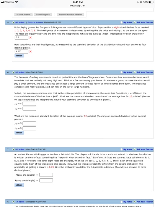 Solved 0.6/1 points | Previous Answers MintroStat9 4.E.059. | Chegg.com