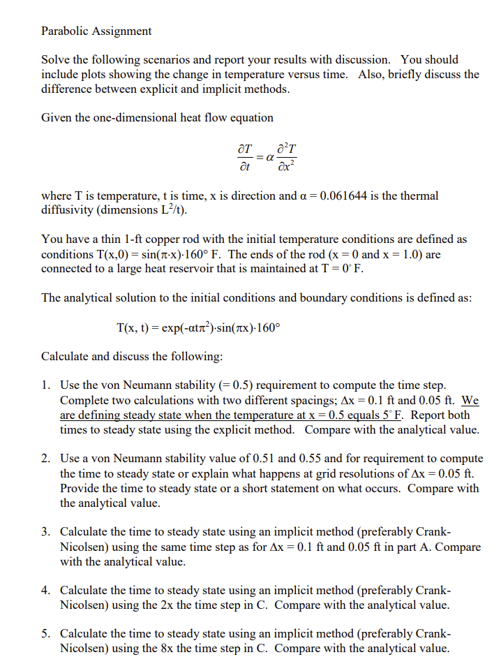 Solved Parabolic Assignment Solve the following scenarios | Chegg.com