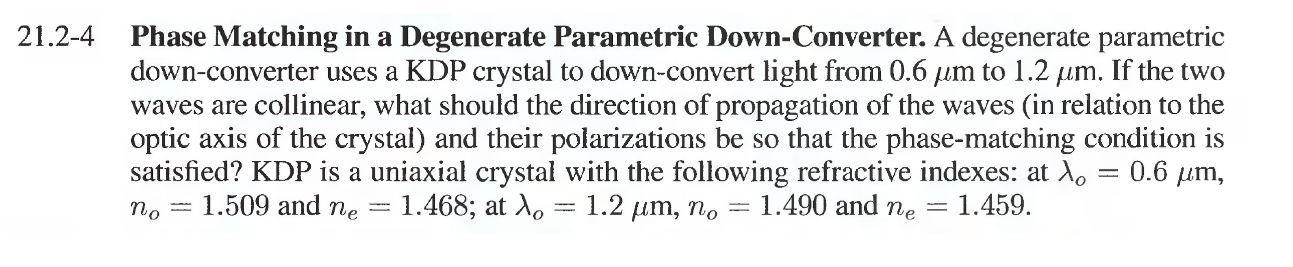 Phase Matching In A Degenerate Parametric