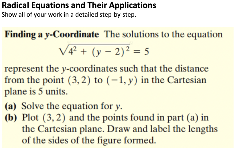 Solved Radical Equations and Their Applications Show all of | Chegg.com