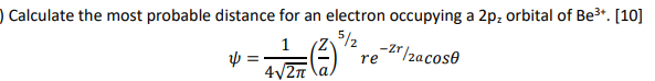 Solved Calculate The Most Probable Distance For An Electron
