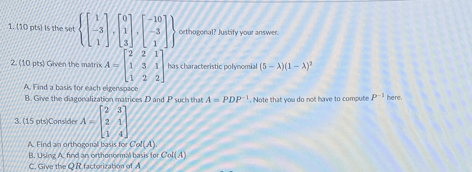 Solved 1. (10 pts) Is the set | Chegg.com