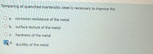 Solved Tempering of quenched martensitic steel is necessary | Chegg.com