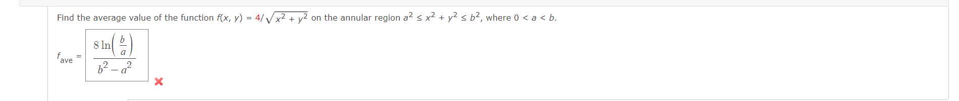 Solved Find the average value of the function f(x,y)=4/x2+y2 | Chegg.com