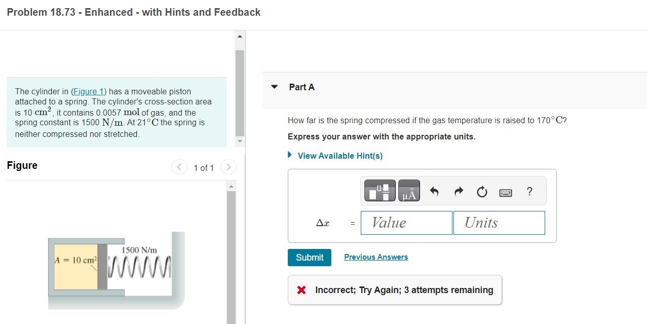 Solved Problem 18.73 - Enhanced - with Hints and Feedback | Chegg.com
