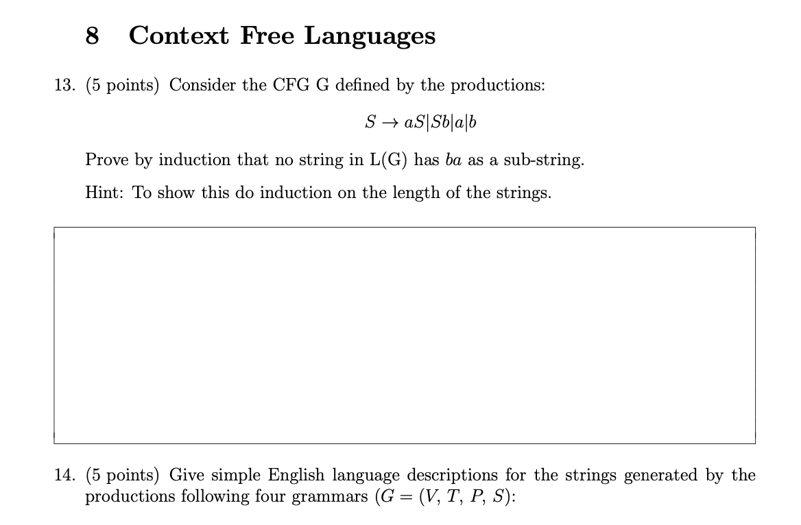 Solved 8 Context Free Languages 13. (5 points) Consider the | Chegg.com