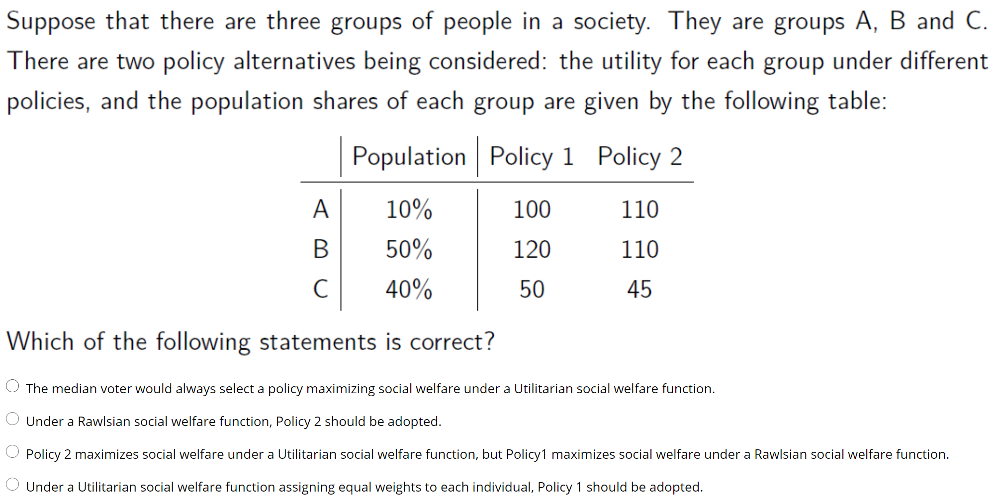 Solved Suppose that there are three groups of people in a | Chegg.com