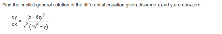 Solved Find the implicit general solution of the | Chegg.com