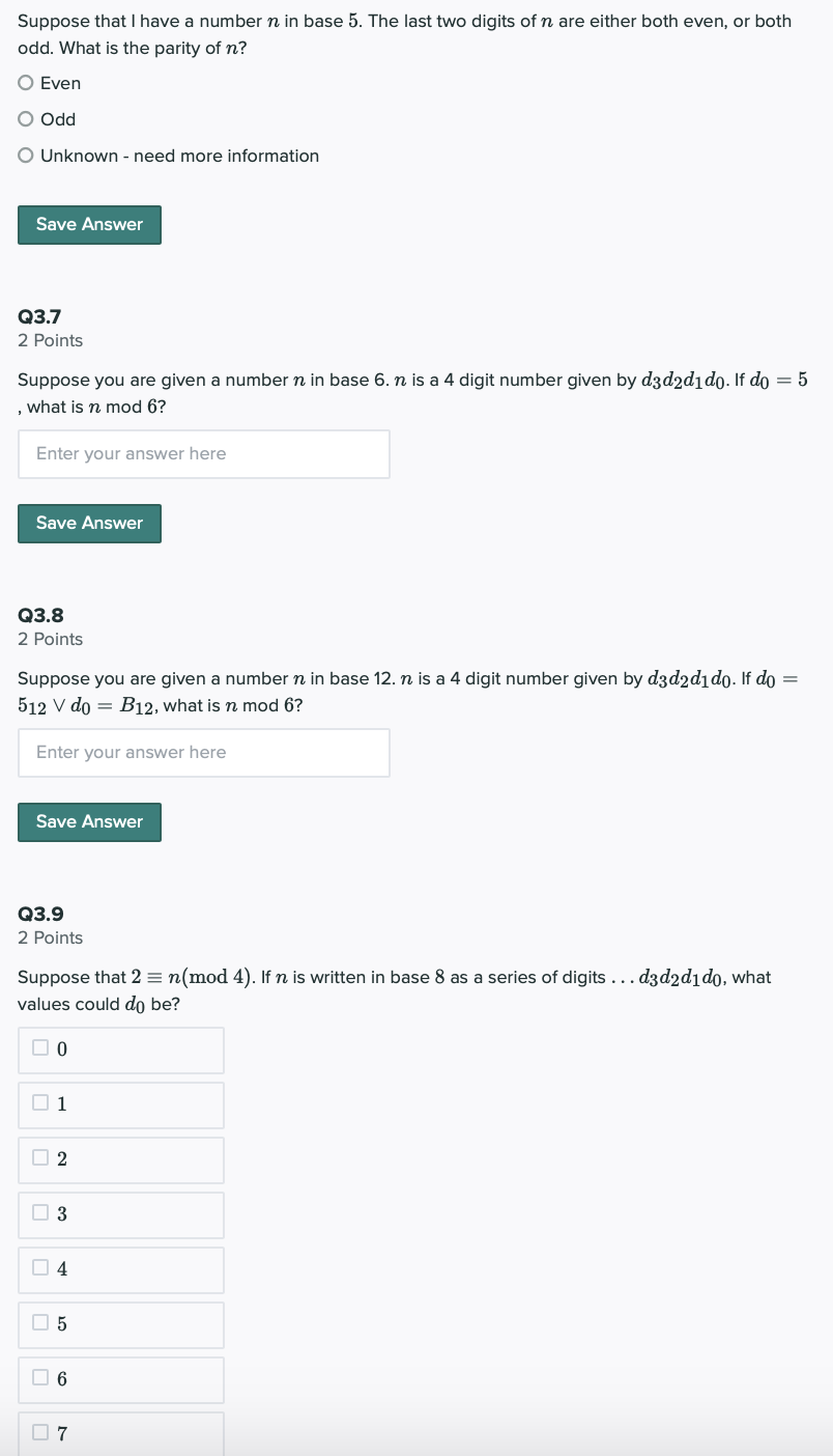 Solved Suppose that I have a number n in base 5. The last | Chegg.com