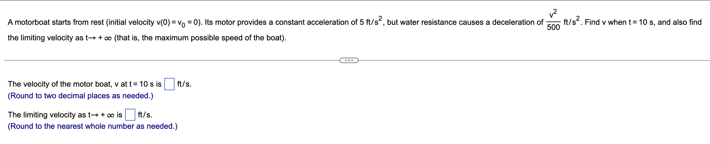 Solved the limiting velocity as t->+\\\\infty (that is, the | Chegg.com