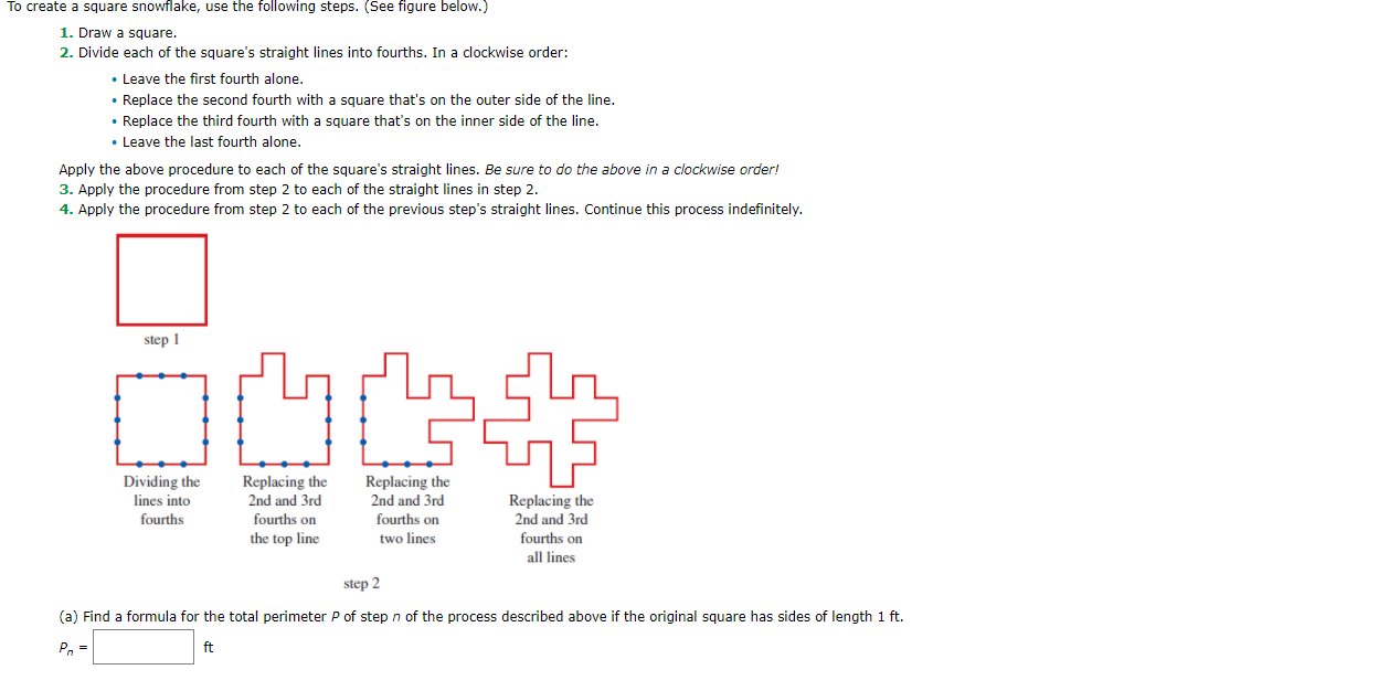 Solved To create a square snowflake, use the following | Chegg.com