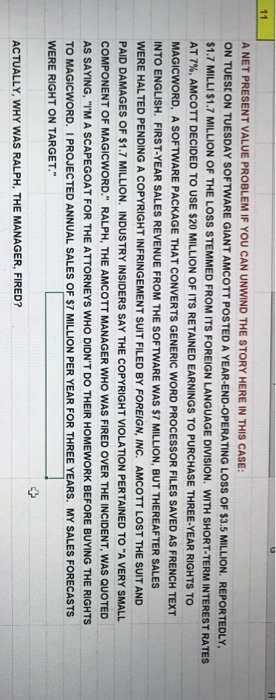Solved A Net Present Value Problem If You Can Unwind The 0987
