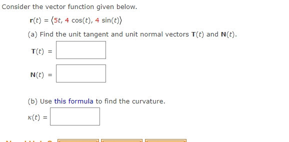 Solved Consider the vector function given below. r(t) = (5t, | Chegg.com